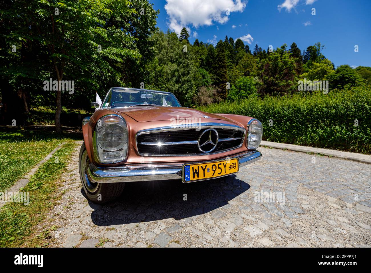 The transylvania retro car rallye at Peles Castle in Romania Stock ...