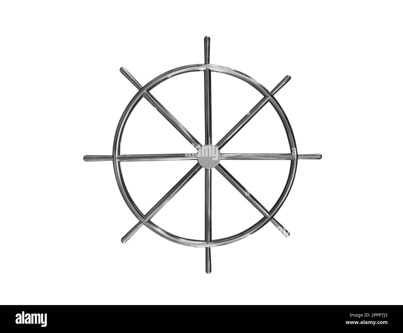 Ship steering wheel isolated on white background. Marine steering wheel ...