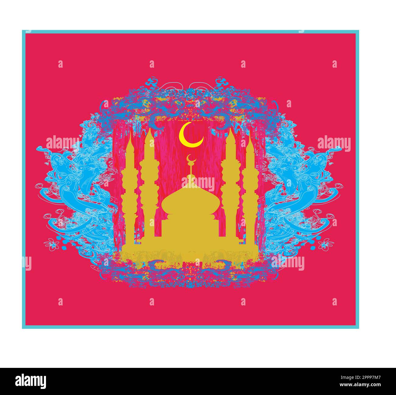 Ramadan background - mosque silhouette vector card Stock Vector Image ...
