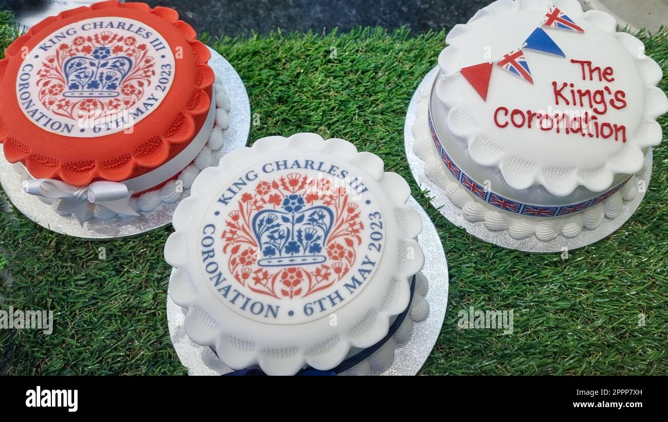 Cakes with British flags and emblems for celebration of The King's ...
