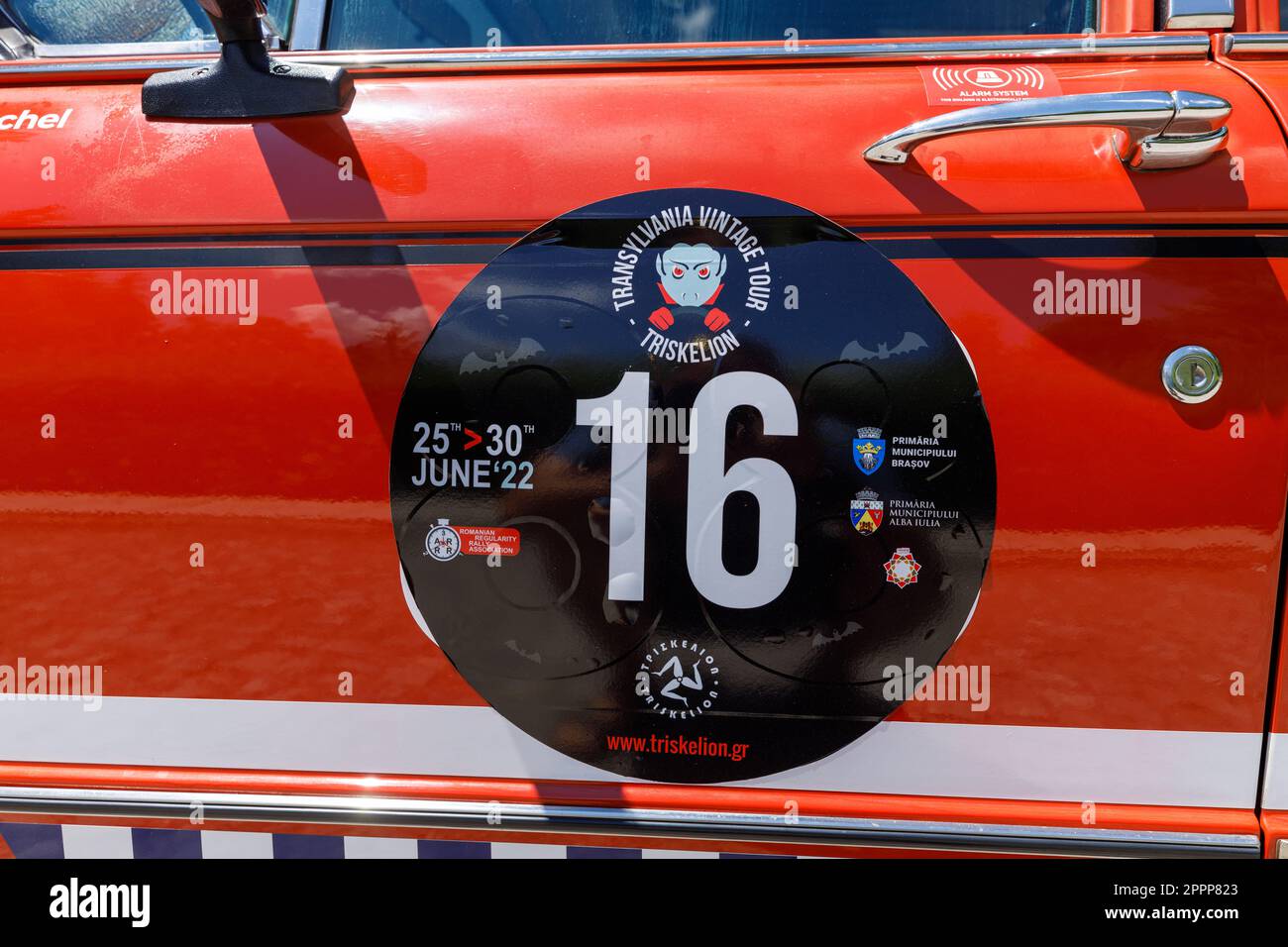 The transylvania retro car rallye at Peles Castle in Romania Stock ...