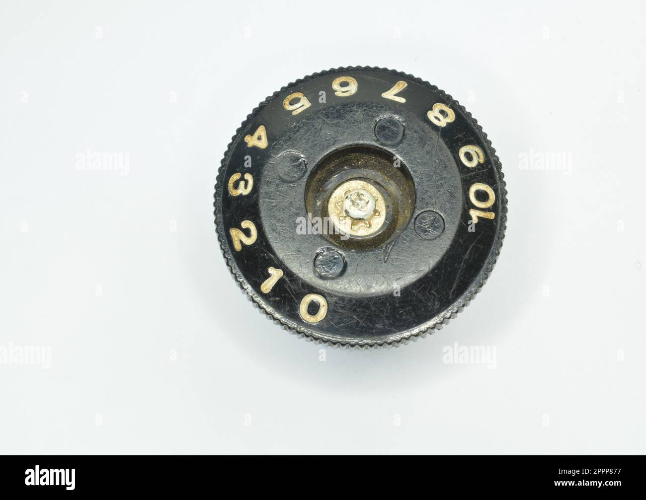 Vintage volume button with scale from 0 to 10 on white background Stock ...