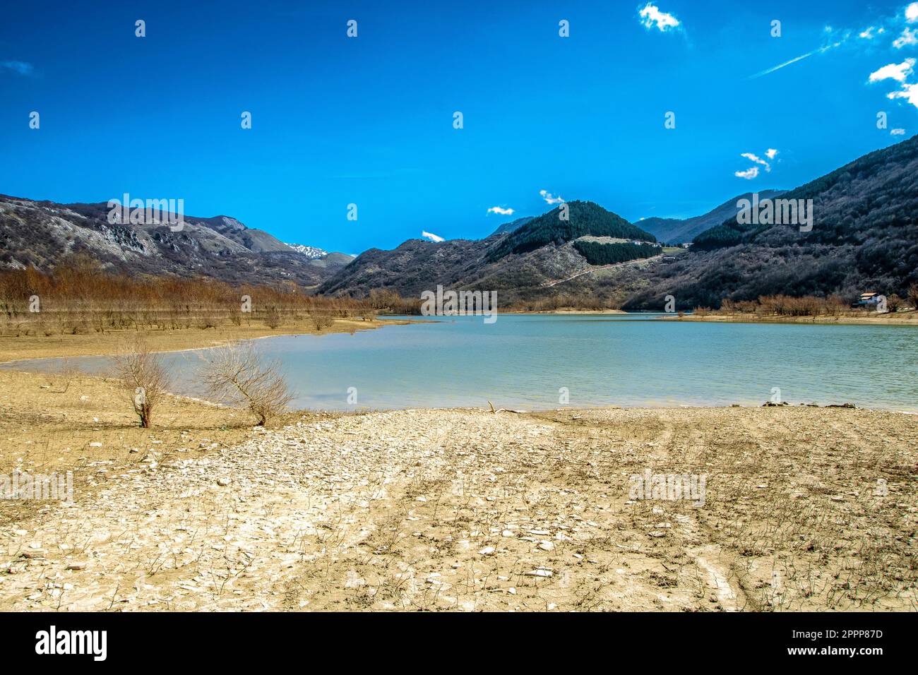 Lake Matese, the highest karst lake in Italy. It is at the foot of Mt ...