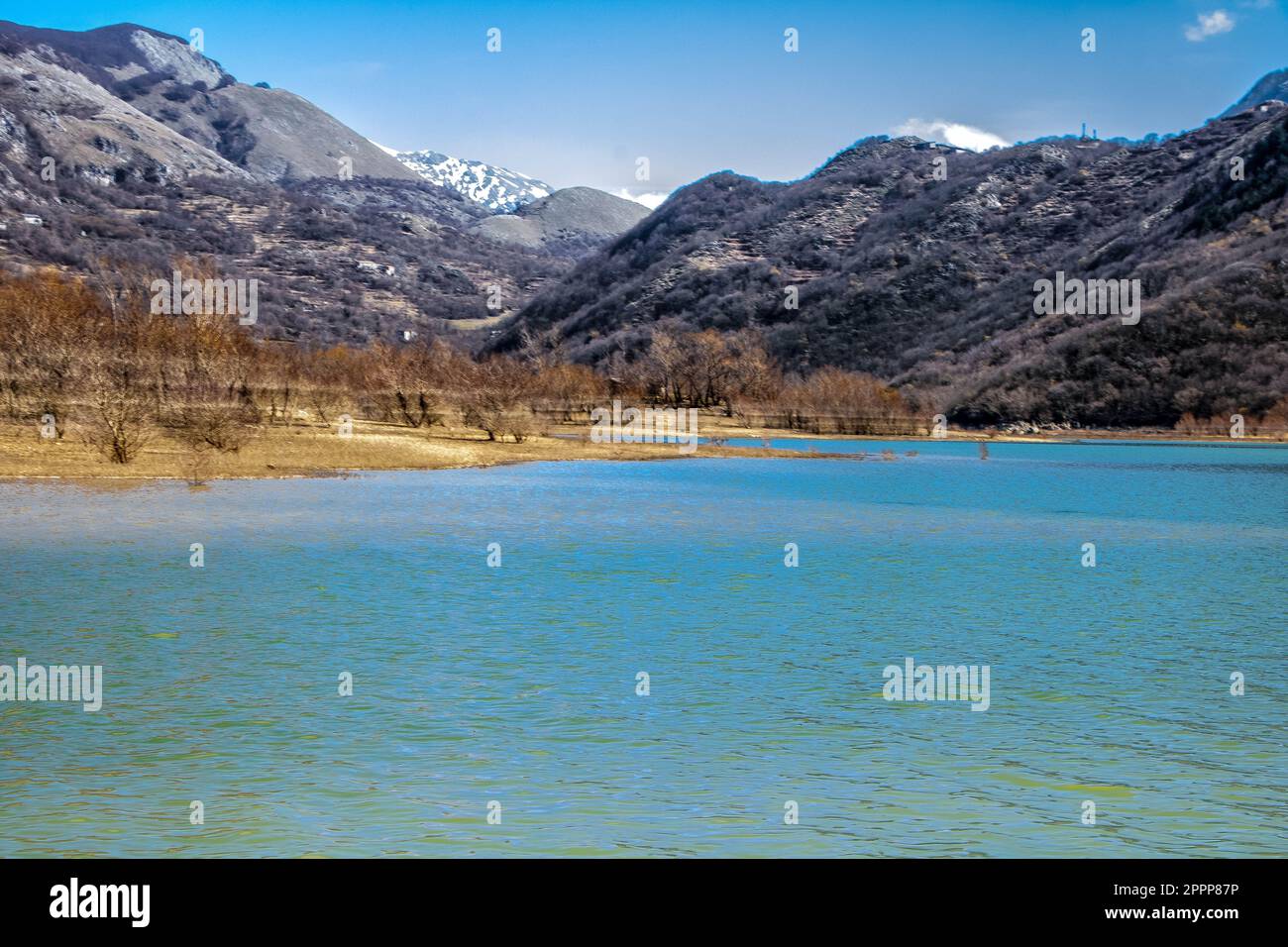Lake Matese, the highest karst lake in Italy. It is at the foot of Mt ...