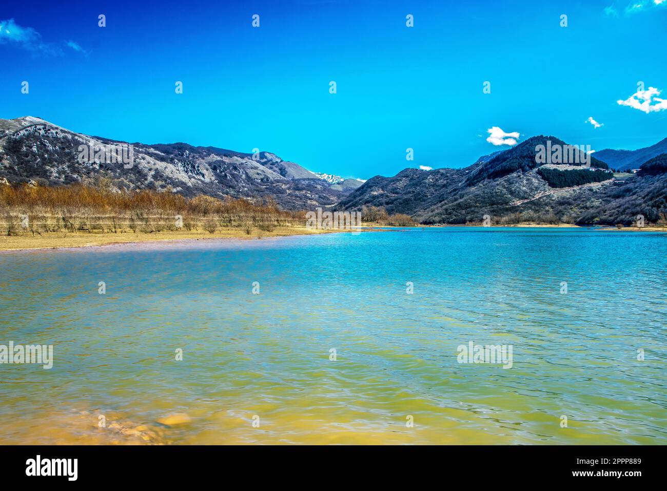 Lake Matese, the highest karst lake in Italy. It is at the foot of Mt ...