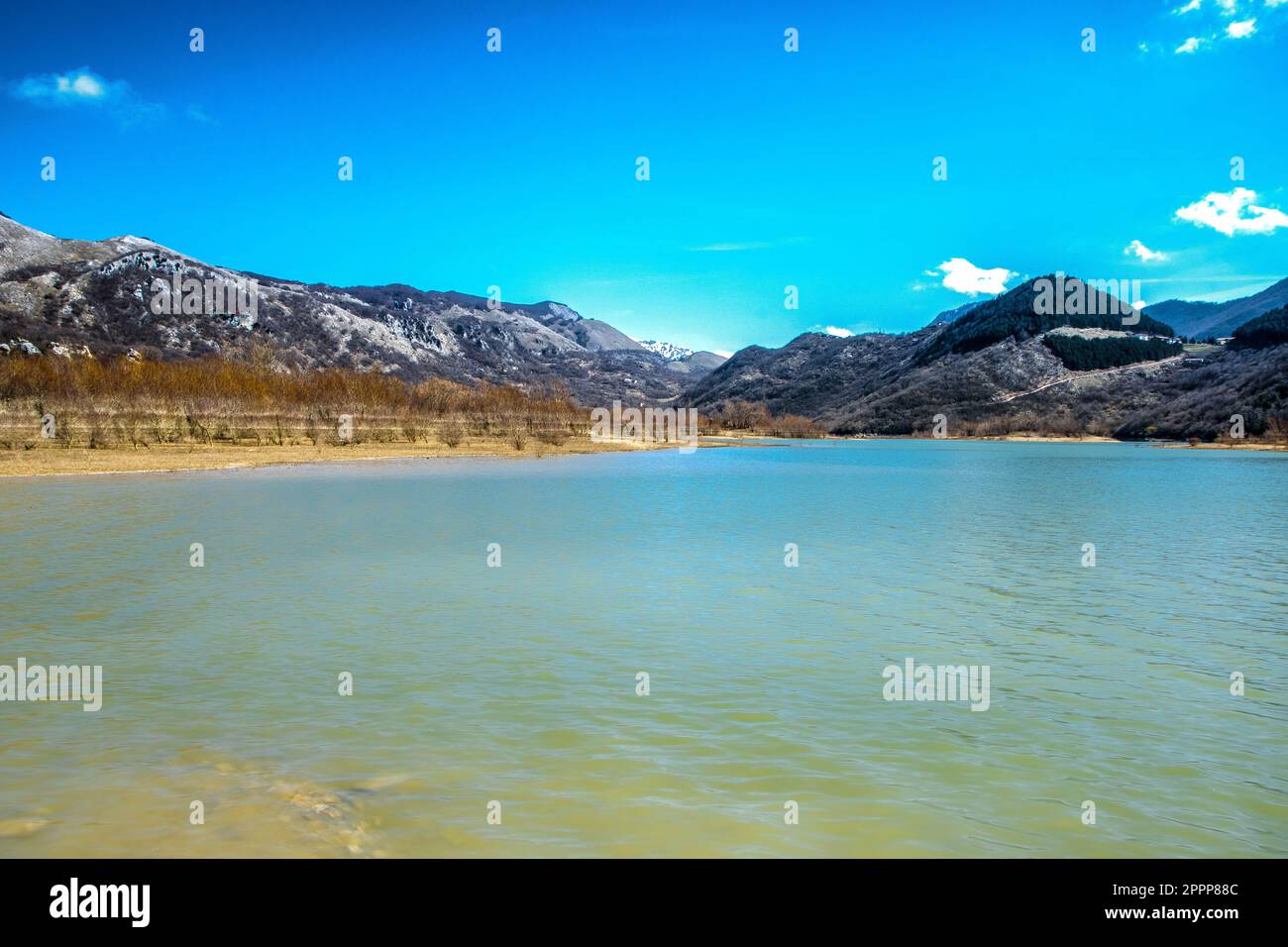 Lake Matese, the highest karst lake in Italy. It is at the foot of Mt ...