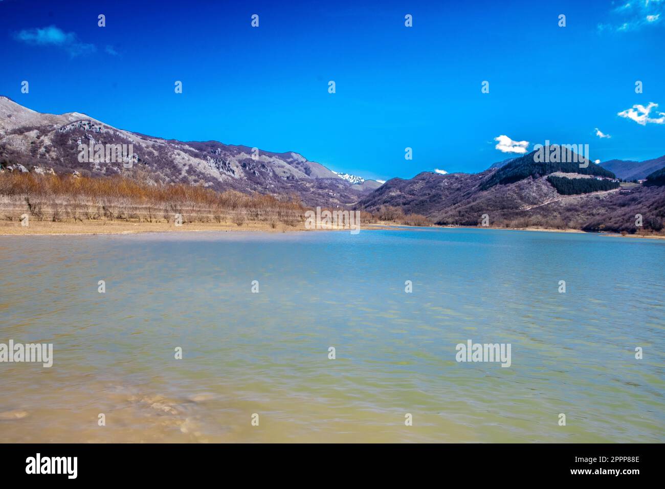 Lake Matese, the highest karst lake in Italy. It is at the foot of Mt ...