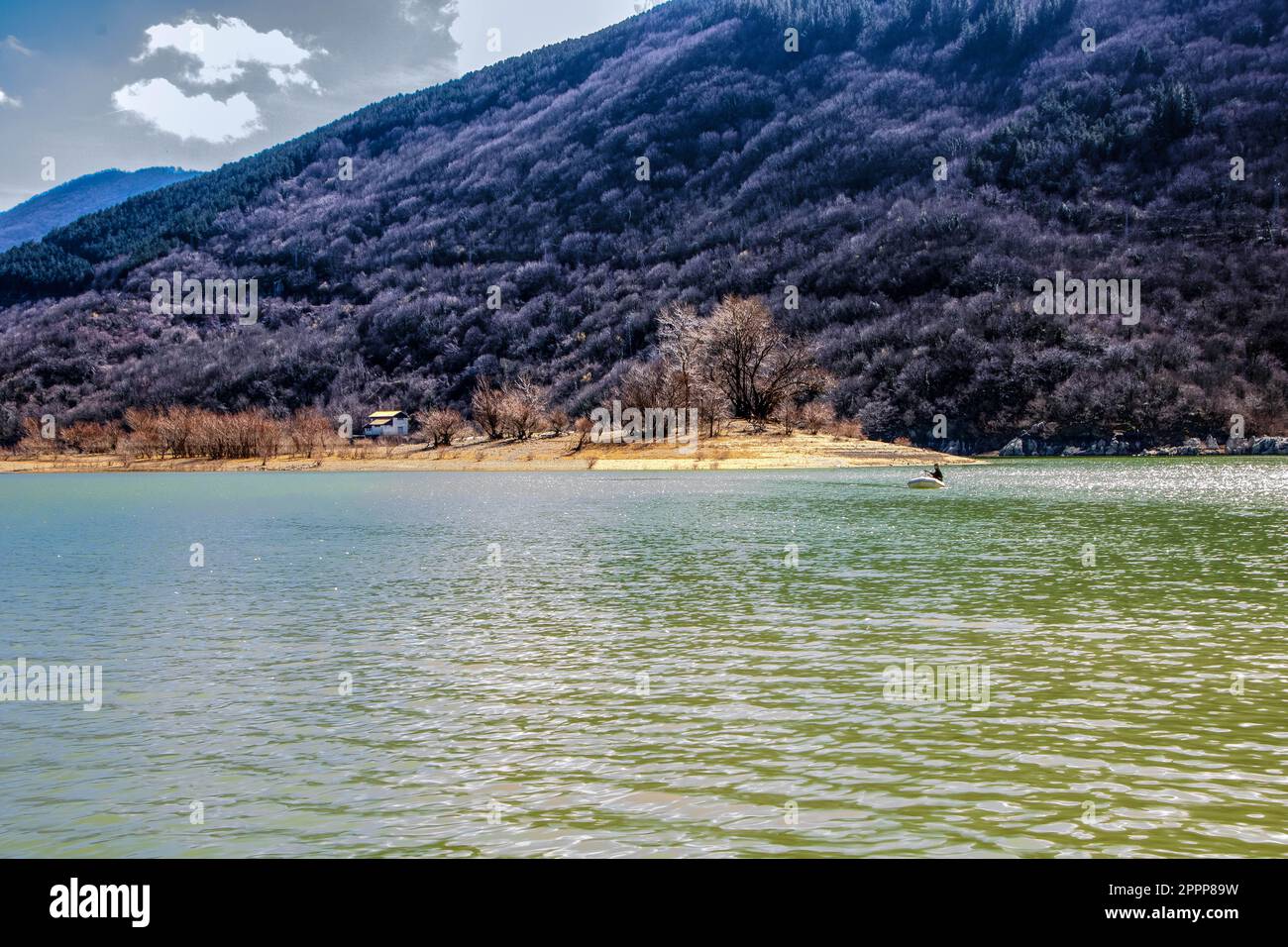 Lake Matese, the highest karst lake in Italy. It is at the foot of Mt ...