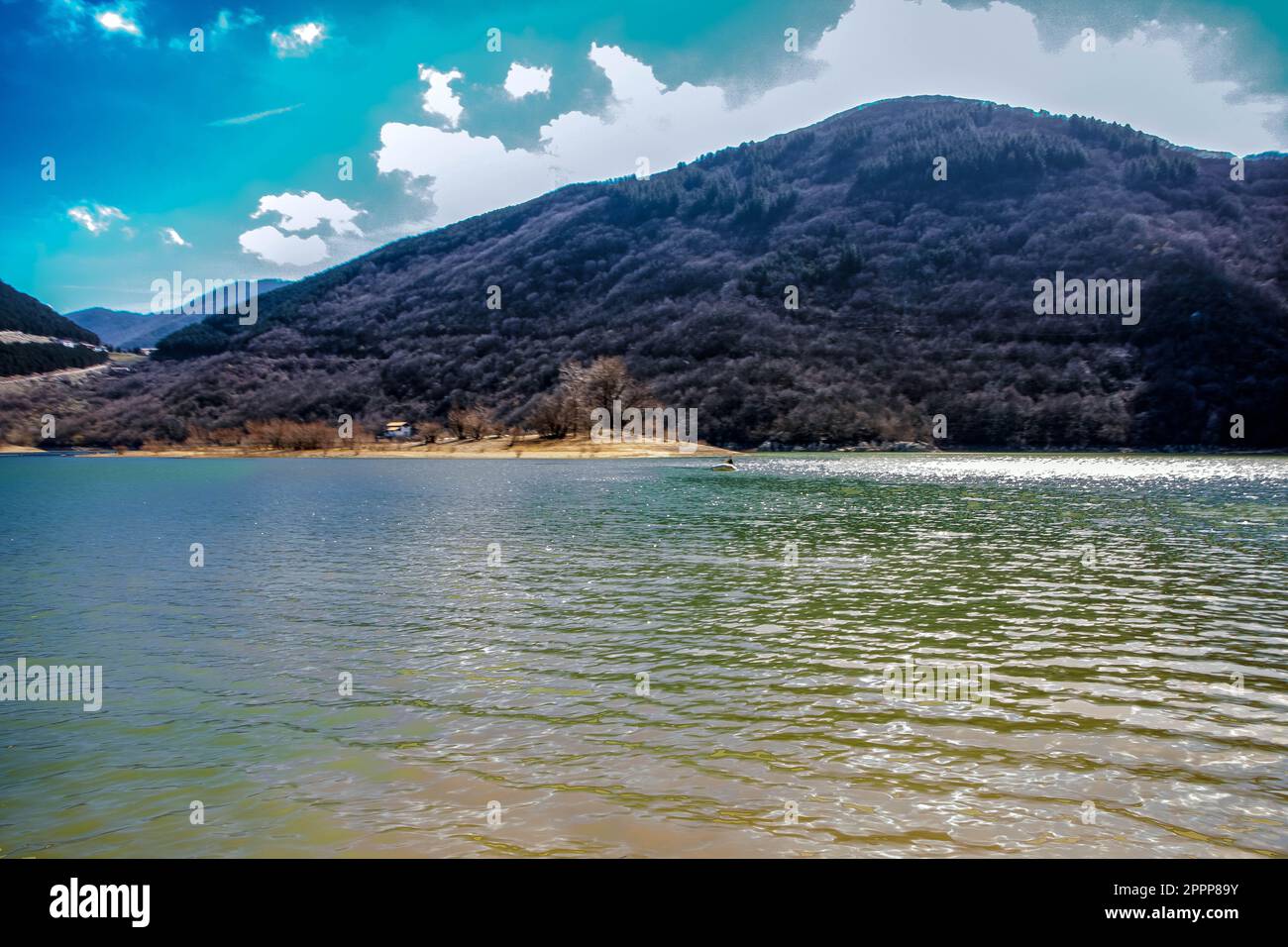 Lake Matese, the highest karst lake in Italy. It is at the foot of Mt ...