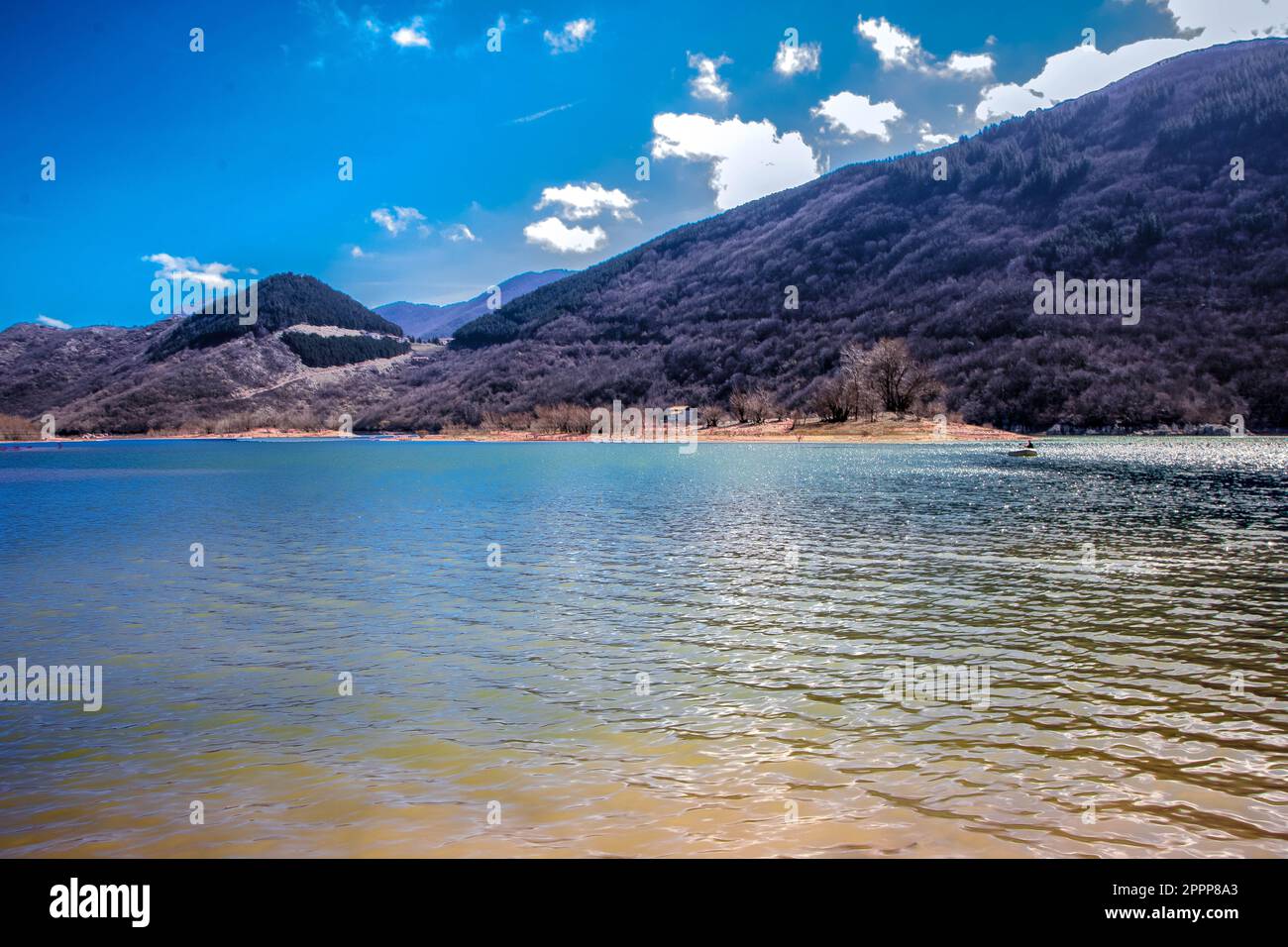 Lake Matese, the highest karst lake in Italy. It is at the foot of Mt ...