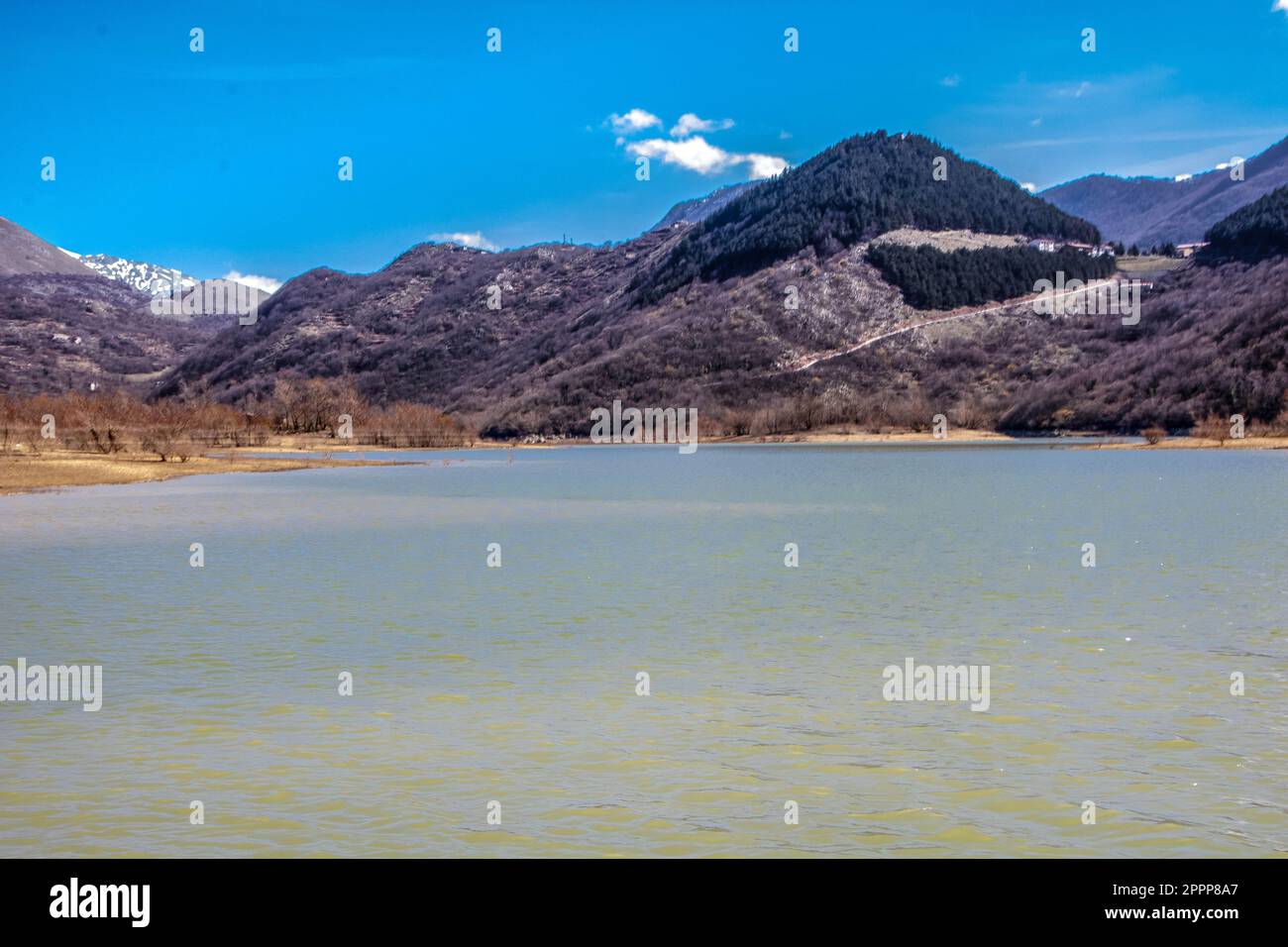 Lake Matese, the highest karst lake in Italy. It is at the foot of Mt ...