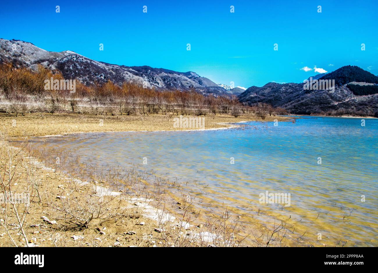 Lake Matese, the highest karst lake in Italy. It is at the foot of Mt ...