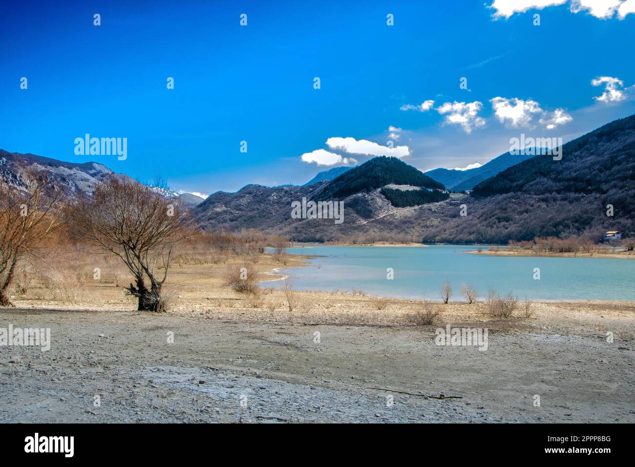 Lake Matese, the highest karst lake in Italy. It is at the foot of Mt ...