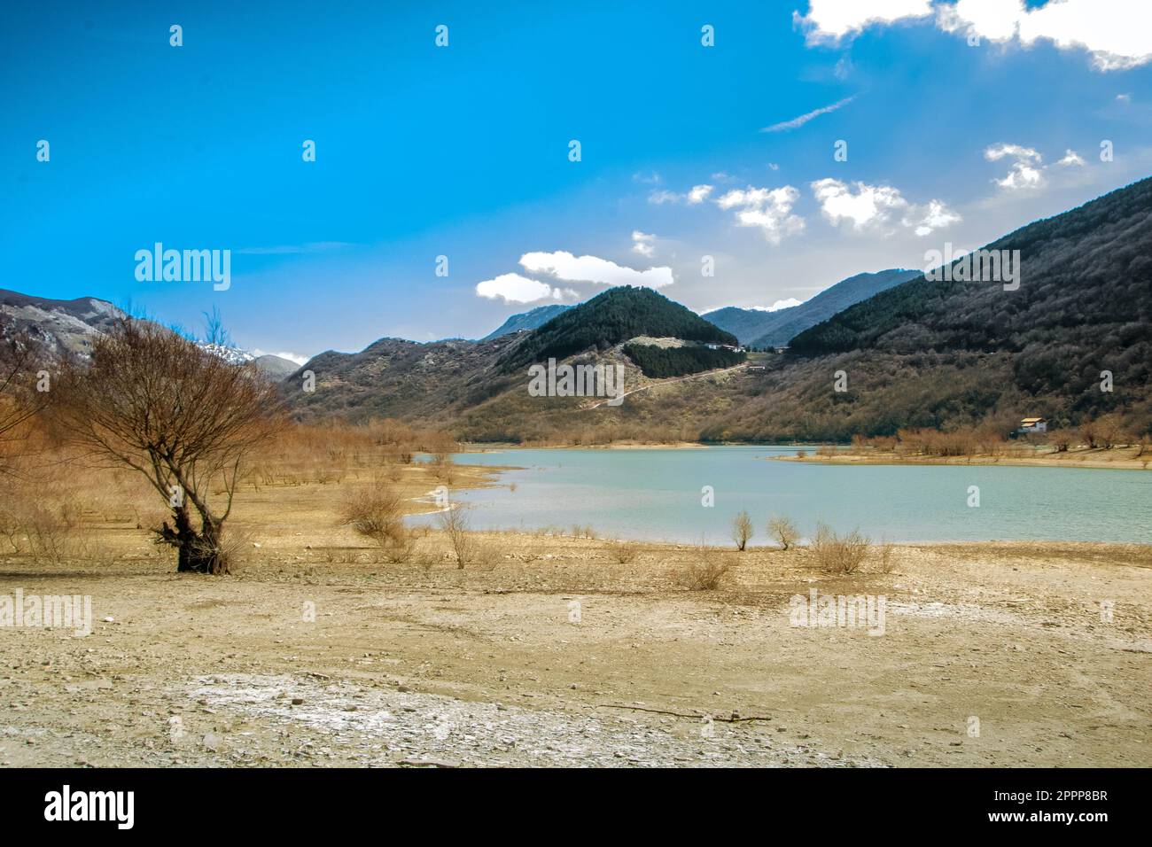 Lake Matese, the highest karst lake in Italy. It is at the foot of Mt ...