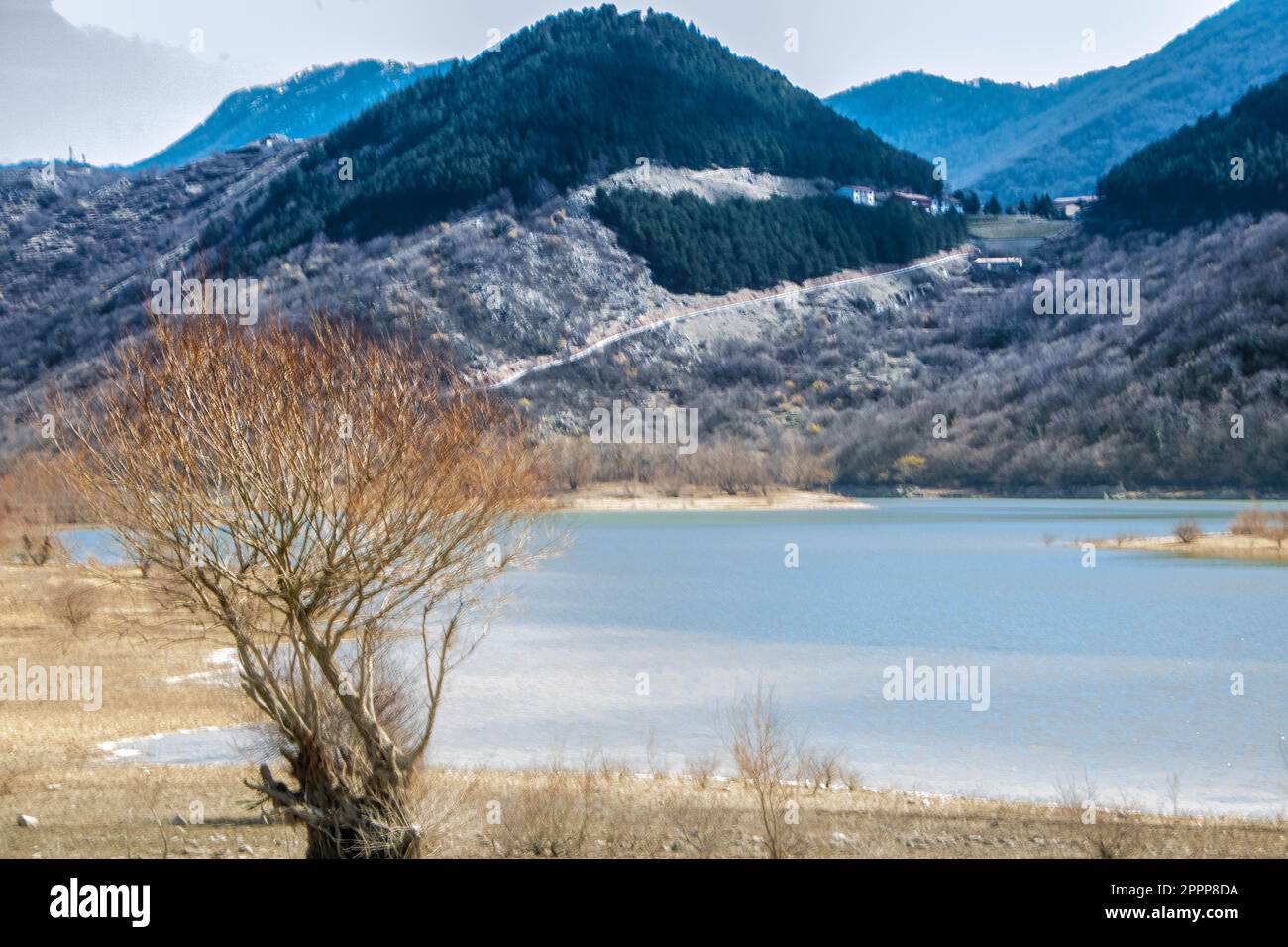 Lake Matese, the highest karst lake in Italy. It is at the foot of Mt ...