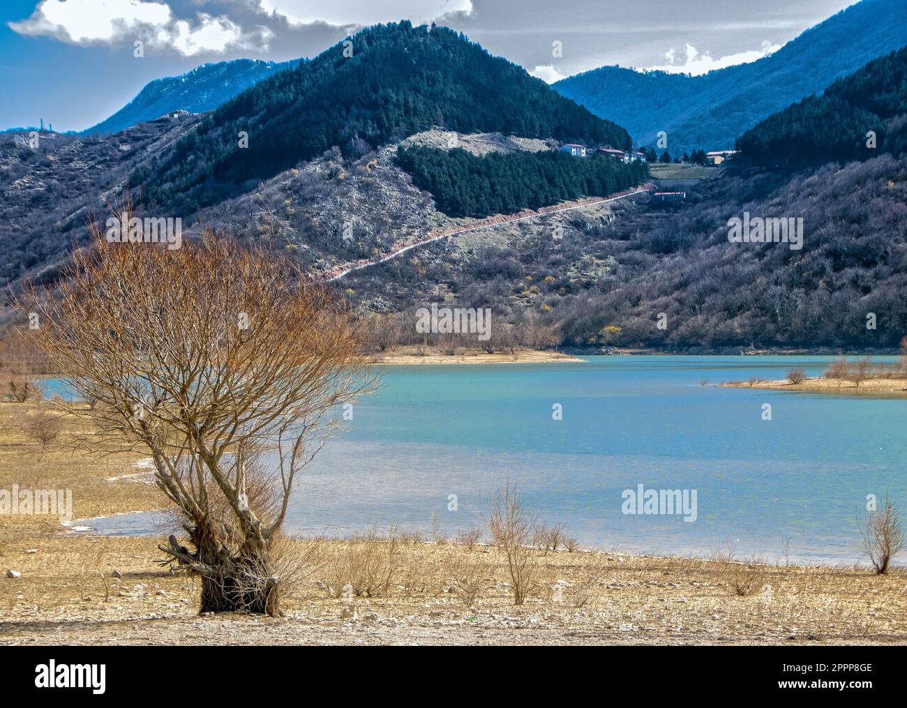 Lake Matese, the highest karst lake in Italy. It is at the foot of Mt ...