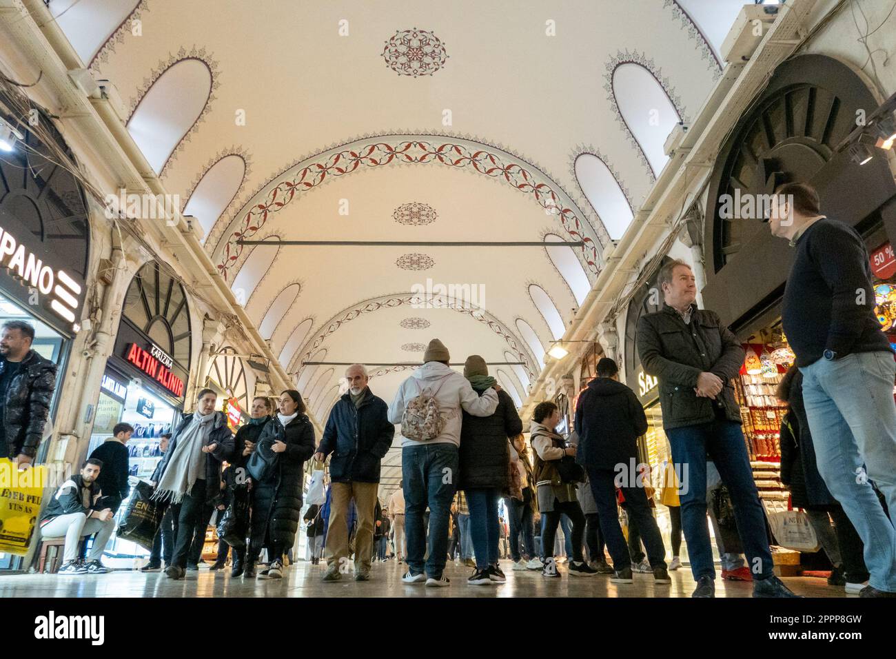 People explore The Grand Bazaar in Istanbul, one of the largest and ...