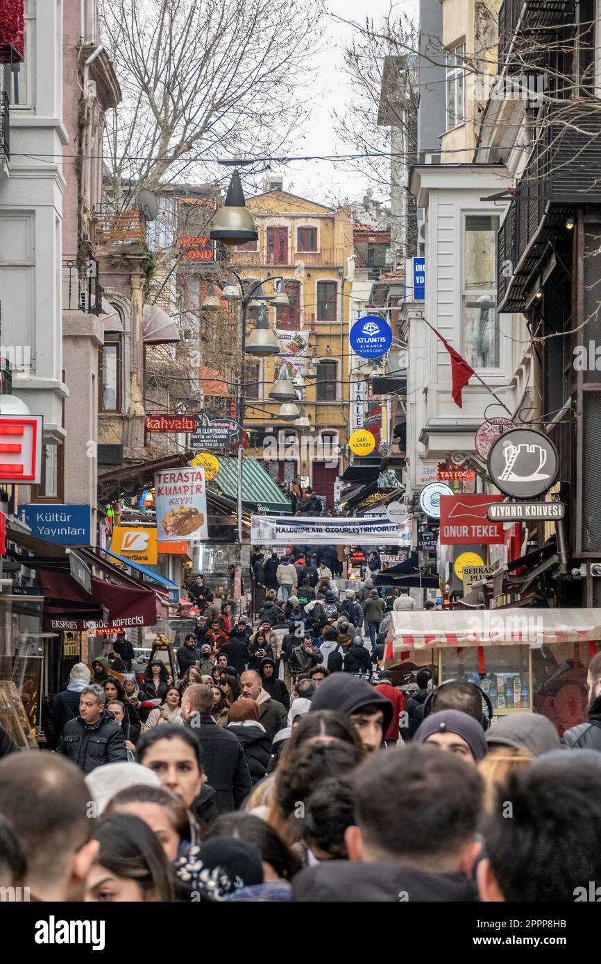 A crowd of people seen in Kad?köy, a bustling district on the Asian ...