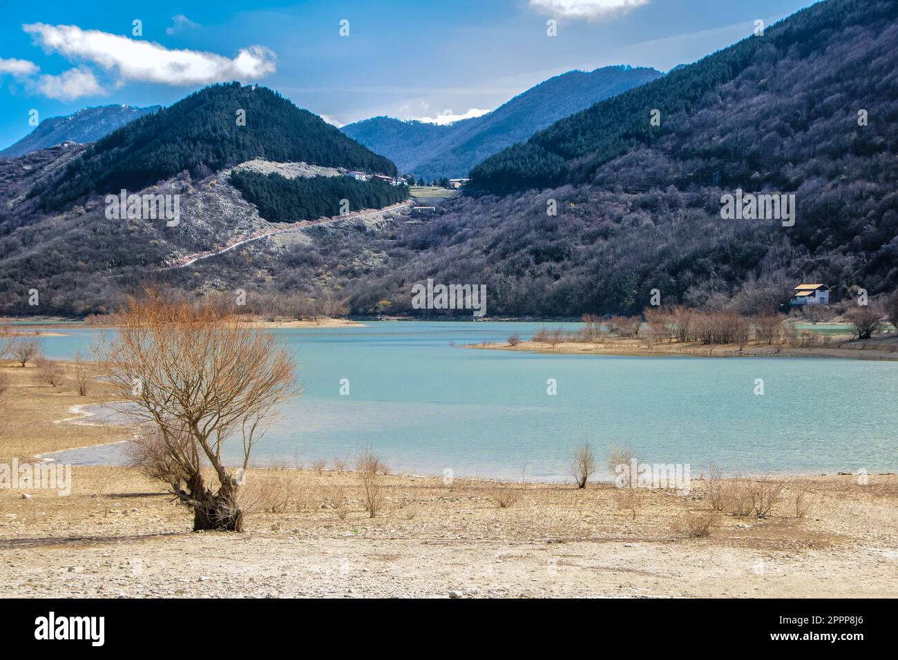 Lake Matese, the highest karst lake in Italy. It is at the foot of Mt ...