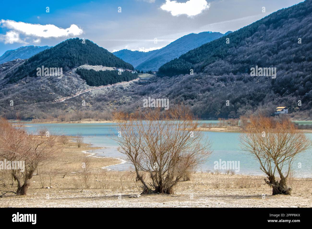 Lake Matese, the highest karst lake in Italy. It is at the foot of Mt ...