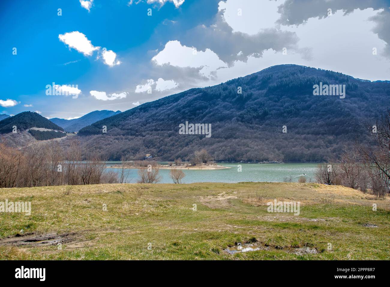 Lake Matese, the highest karst lake in Italy. It is at the foot of Mt ...