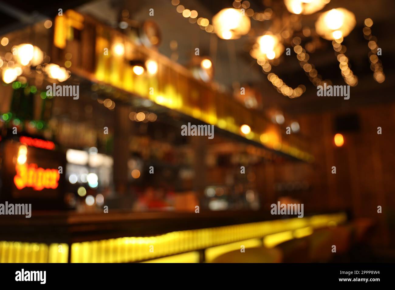 Blurred view of bar counter in cafe Stock Photo - Alamy