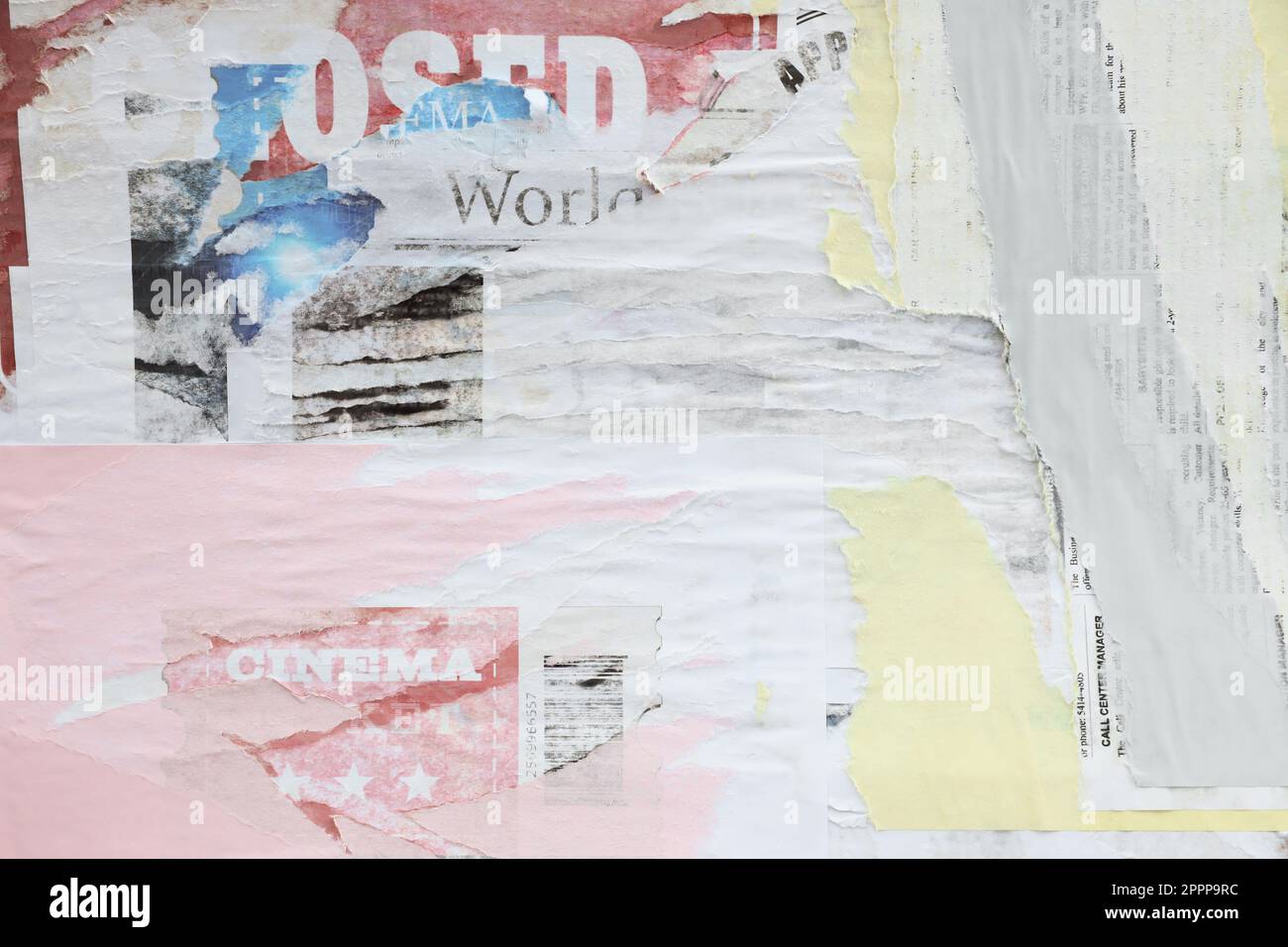 Different creased torn paper posters as background Stock Photo - Alamy