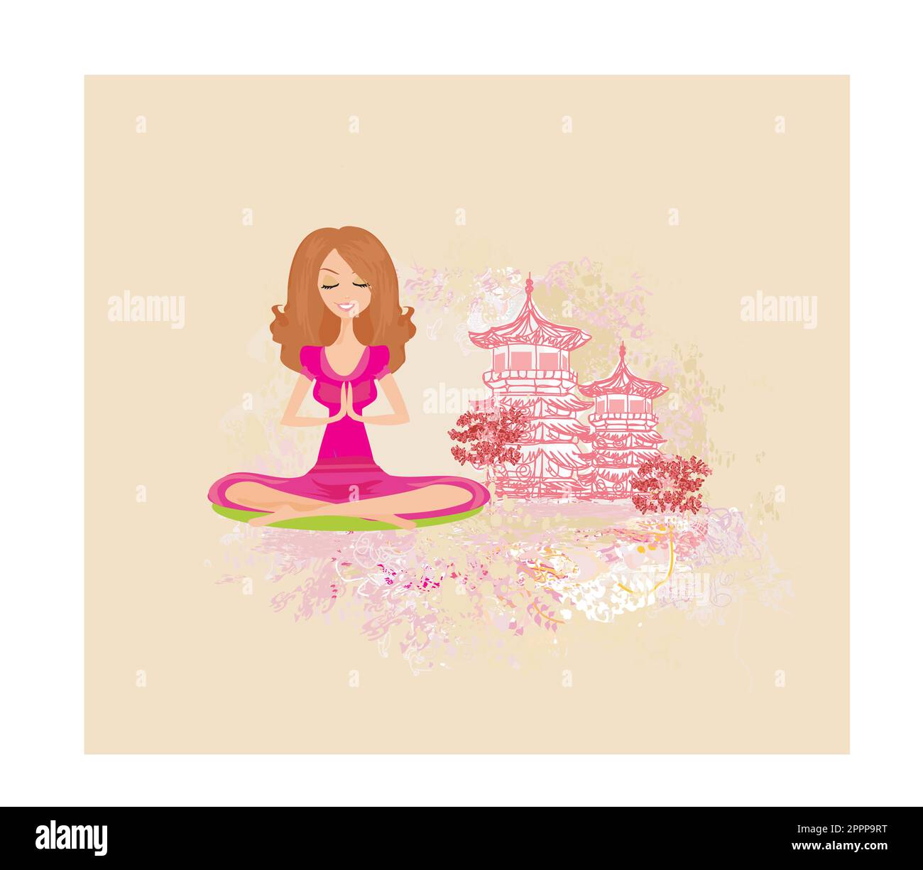 Yoga girl in lotus position Stock Vector Image & Art - Alamy