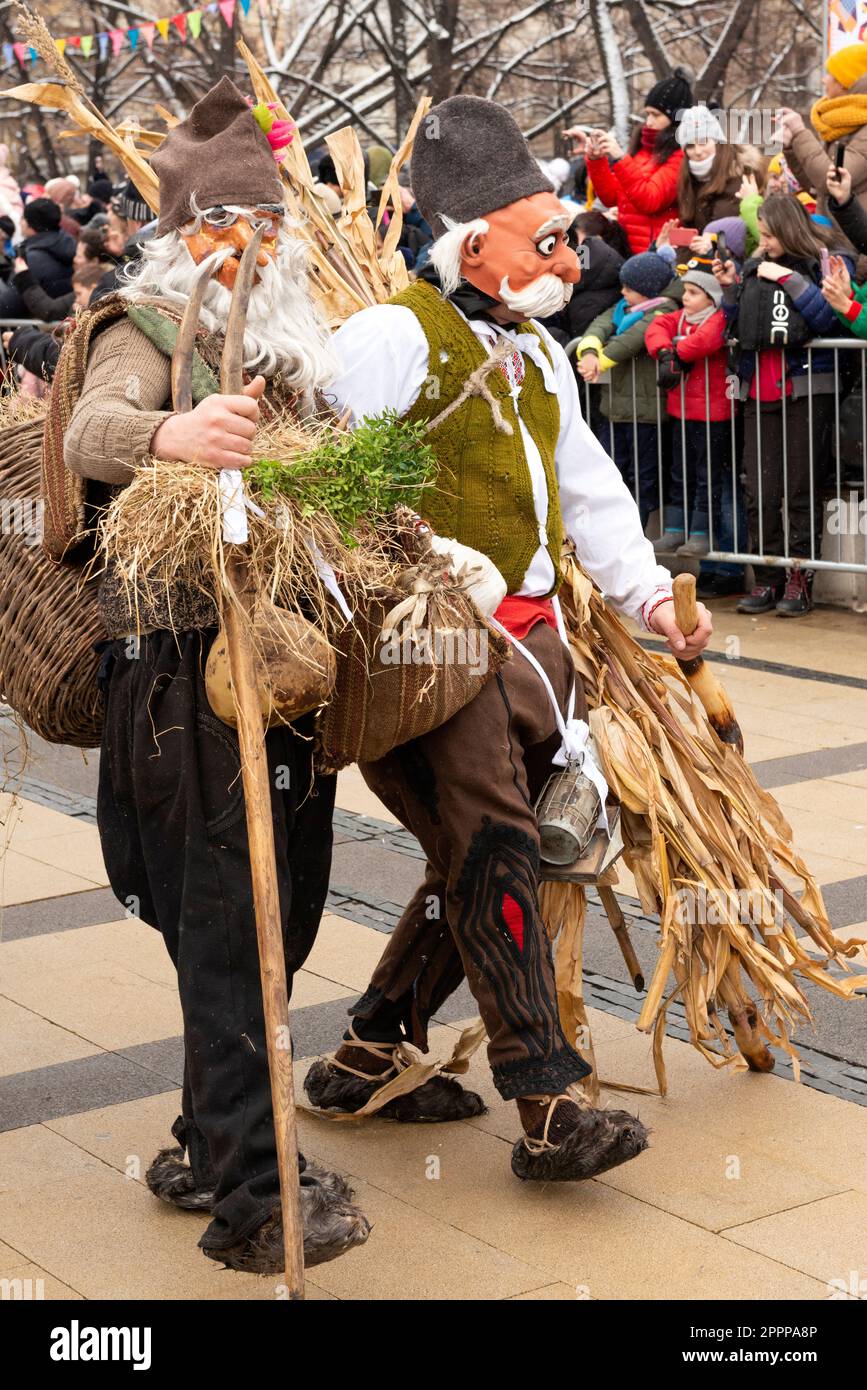 Old men funny costumes participants at the Surva International ...