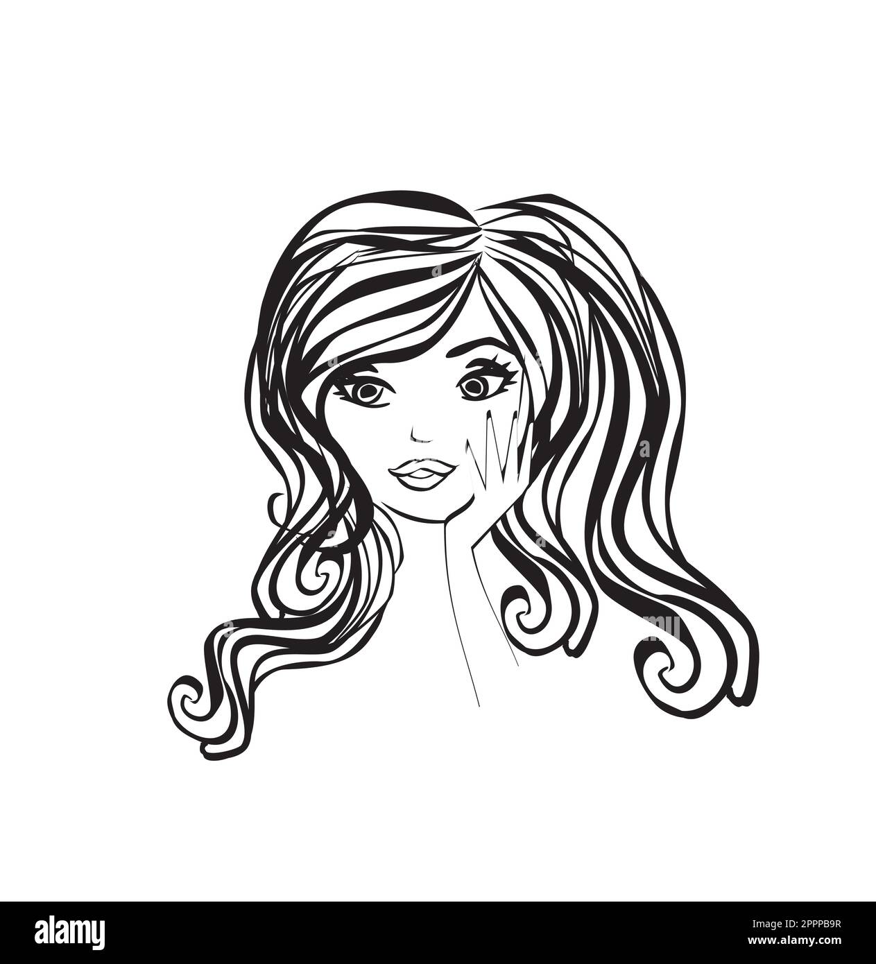Abstract Beautiful Woman doodle Portrait Stock Vector Image & Art - Alamy