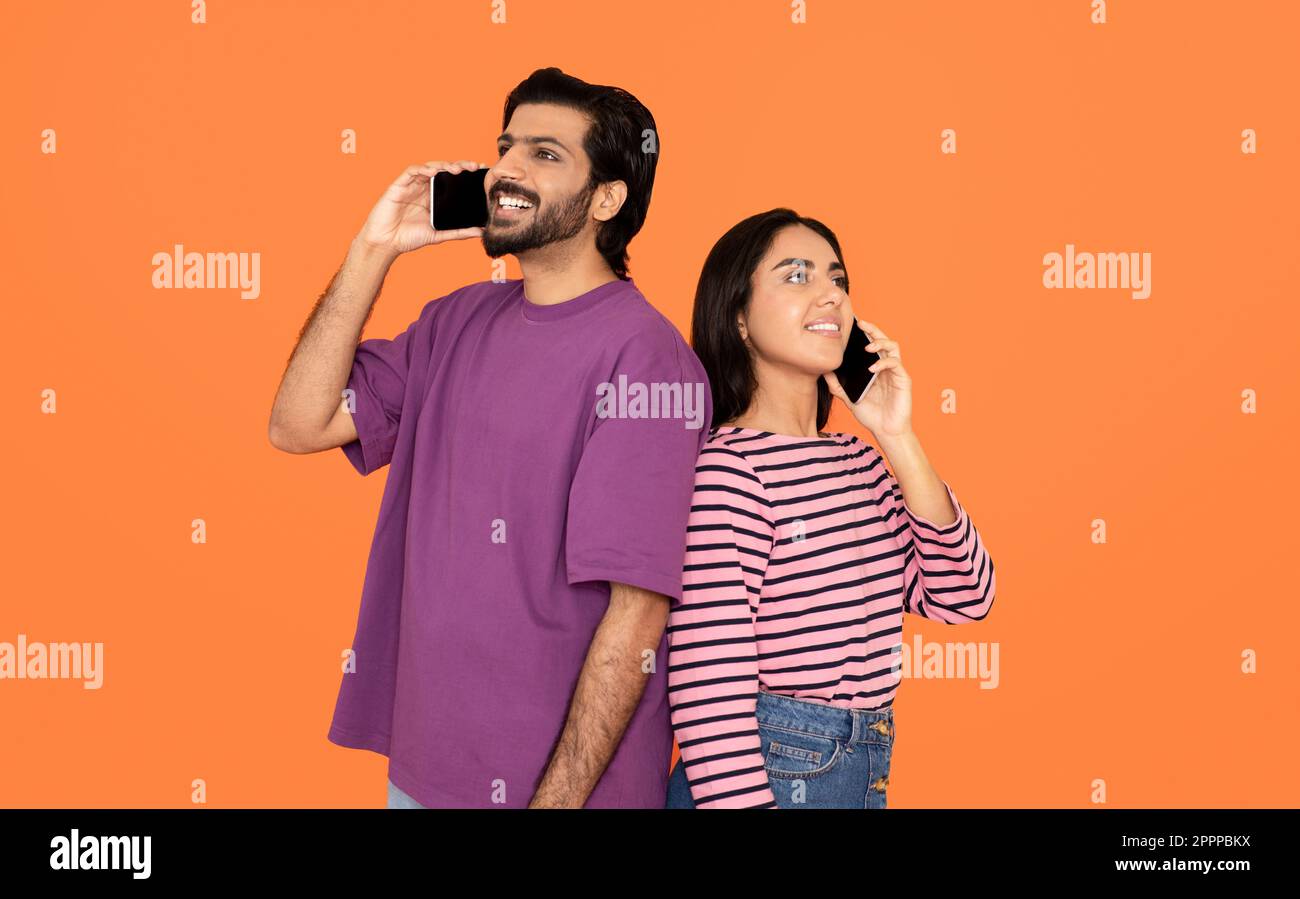 Indian beautiful couple talking phone hi-res stock photography and ...
