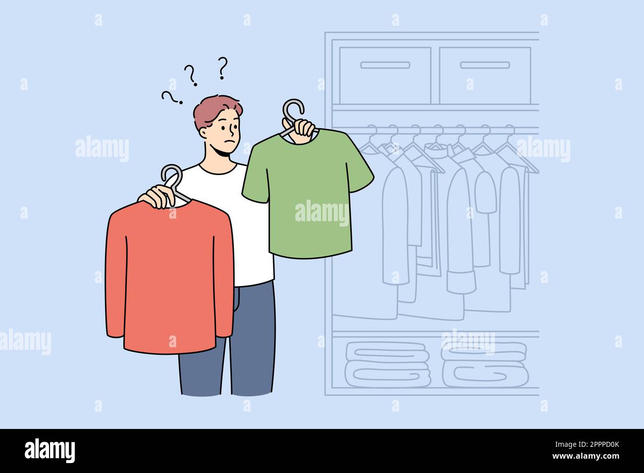 Man choose what to wear in wardrobe Stock Vector Image & Art - Alamy