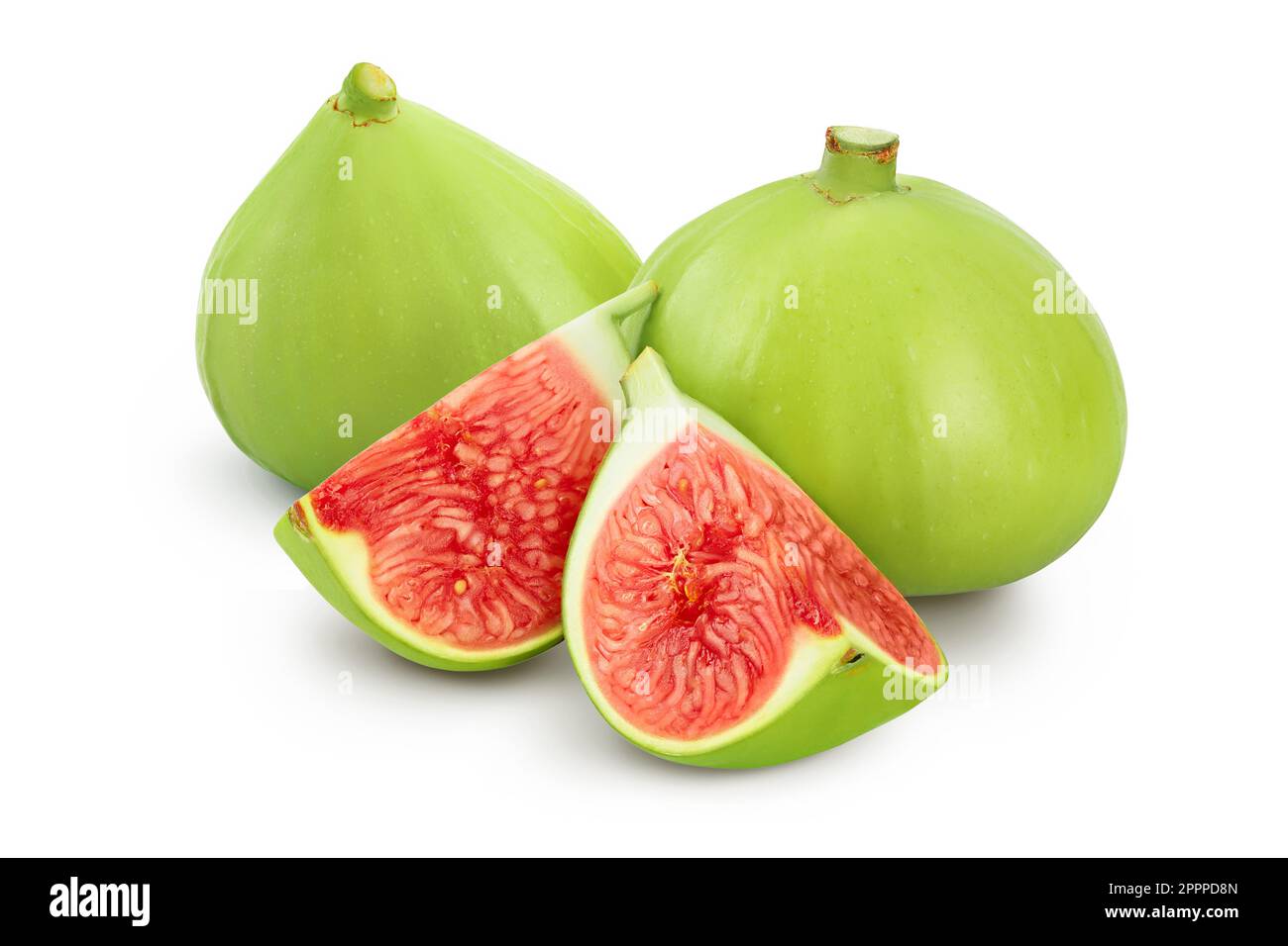 Ripe green fig fruit isolated on white background with full depth of ...