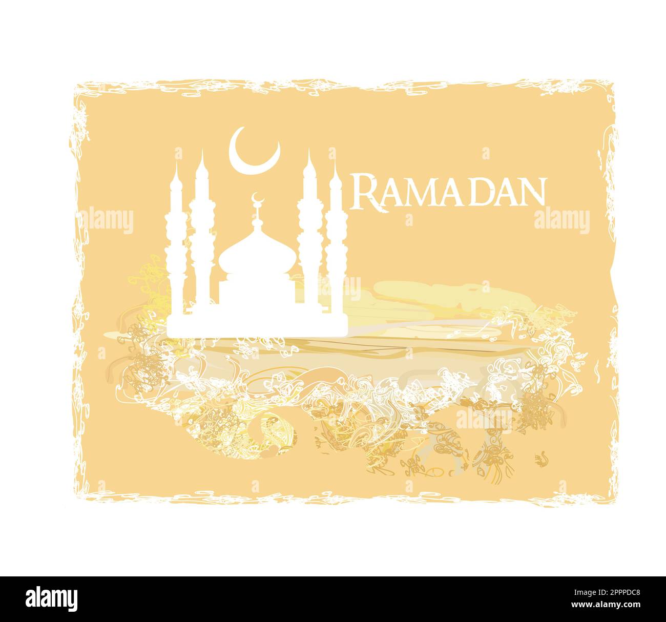 artistic pattern background with moon and mosque Stock Vector Image ...