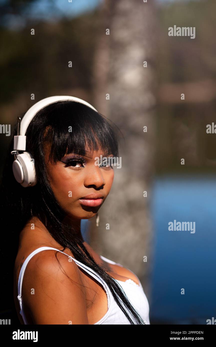 Portrait of young beautiful black hispanic woman, Young attractive ...