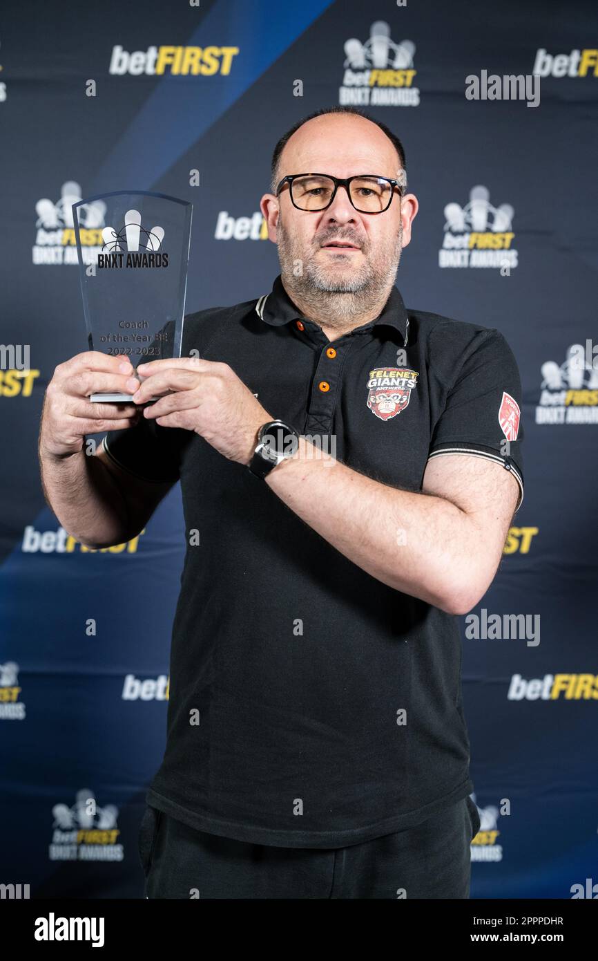 Antwerp, Belgium. 24th Apr, 2023. Antwerp's head coach Ivica Skelin ...