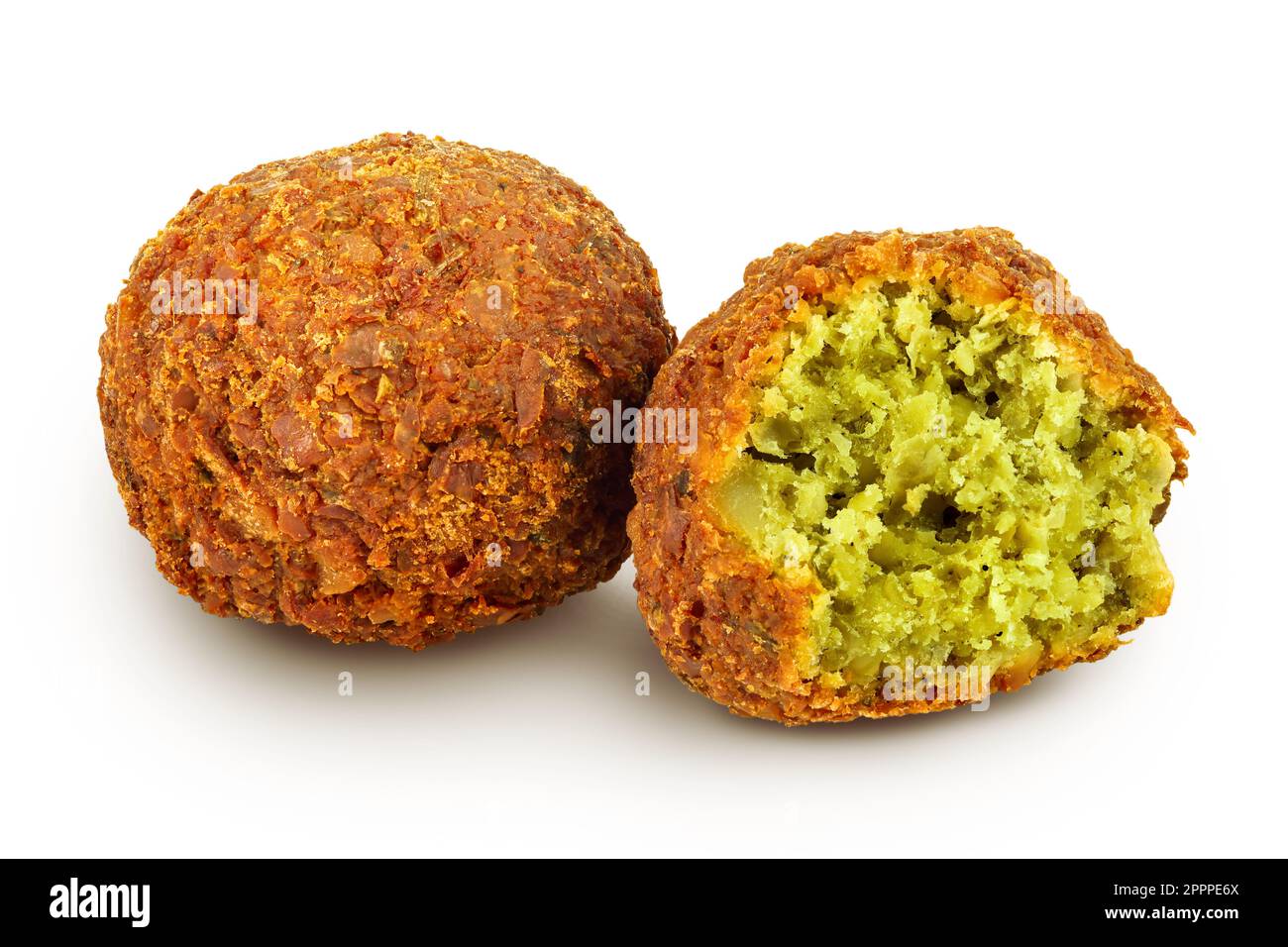 falafel ball with half isolated on a white background with full depth ...