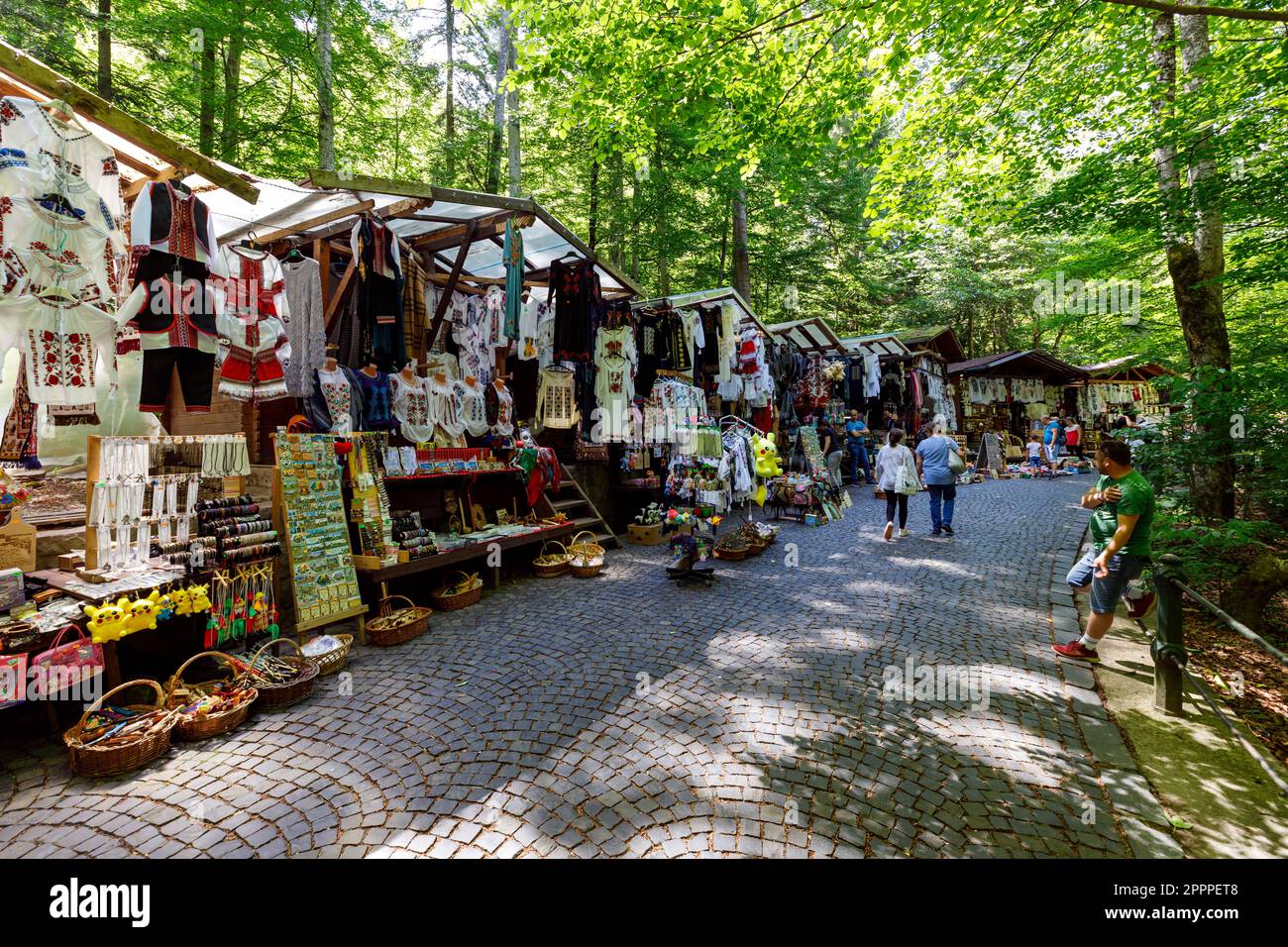 Tourist and souvenir shops at Peles Castle in romania Stock Photo - Alamy