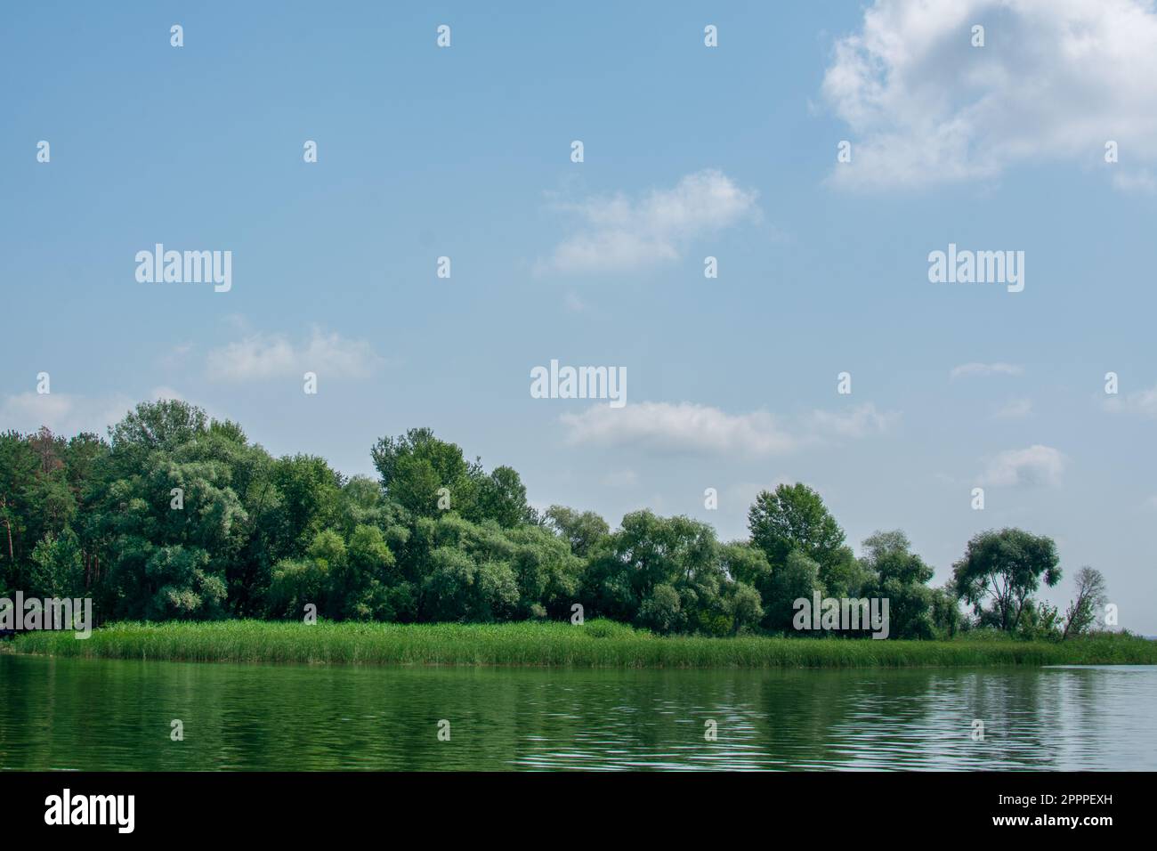 Big river Oskol in the east of Ukraine. Beautiful landscape of the ...