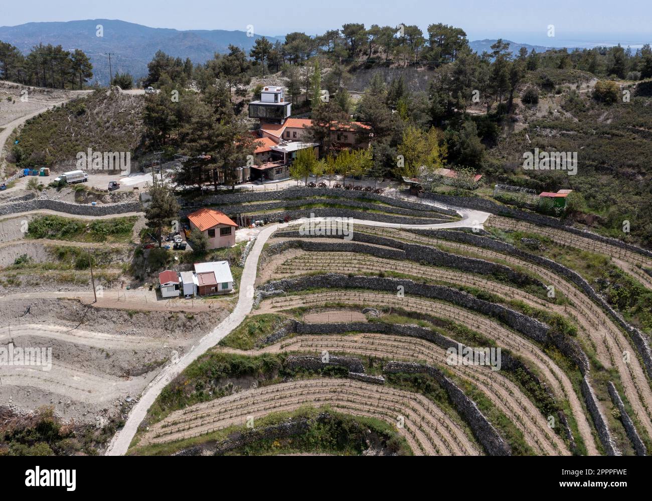 Aerial view of the Tsiakkas Winery, Pelendri, Cyprus Stock Photo - Alamy