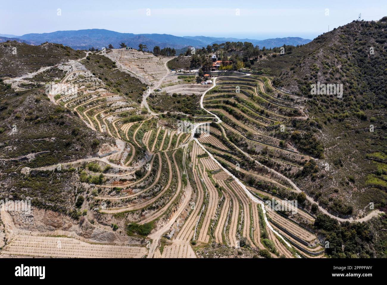Aerial view of the Tsiakkas Winery, Pelendri, Cyprus Stock Photo - Alamy