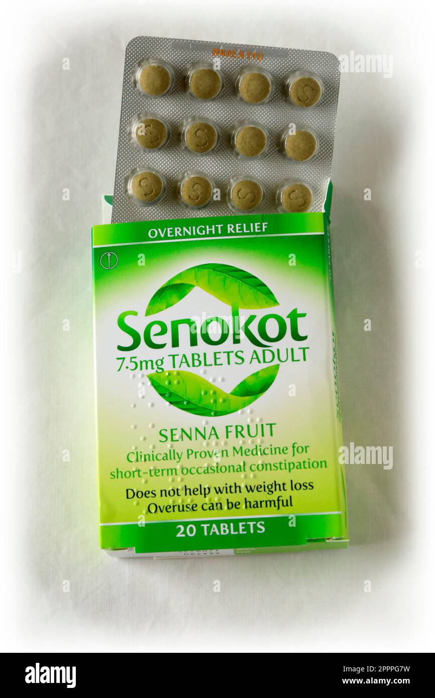 Studio set up against white background - Senokot 7.5 mg tablets. Adult ...