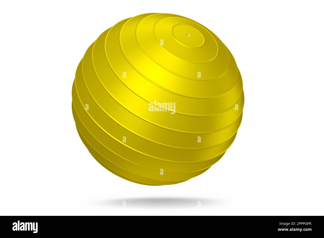 Yellow fitball or fitness ball isolated white background. 3d rendering ...