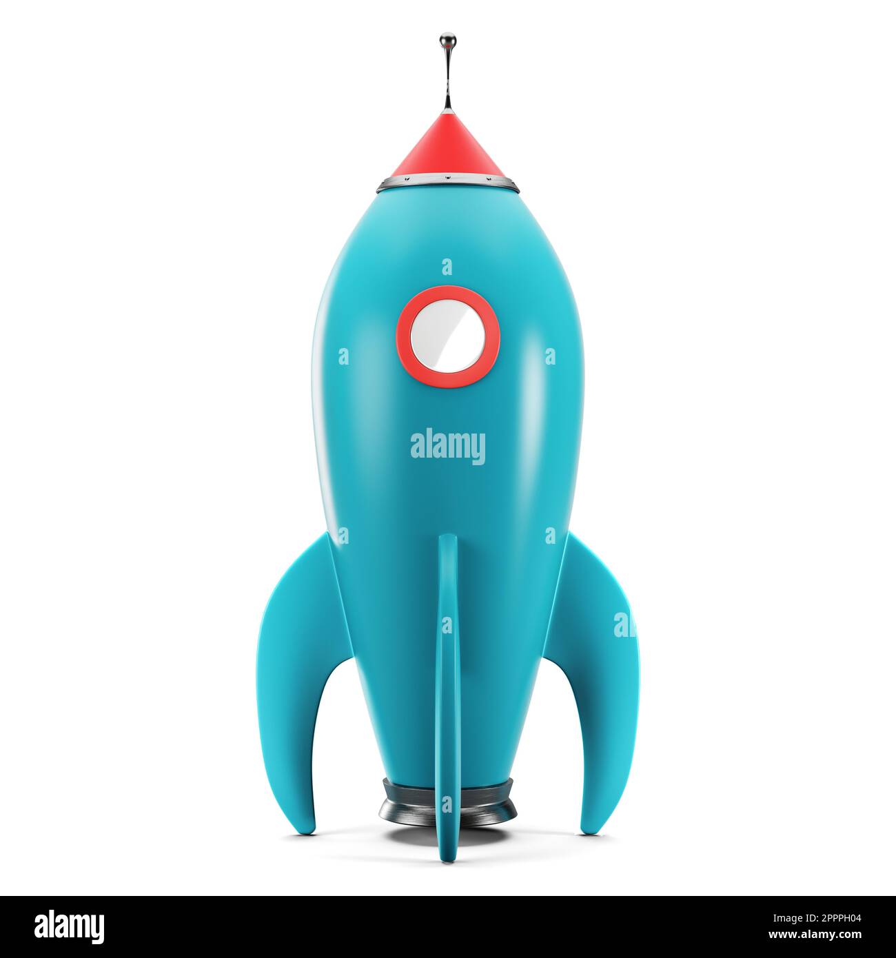 Cartoon style space rocket isolated on white background. 3d rendering ...