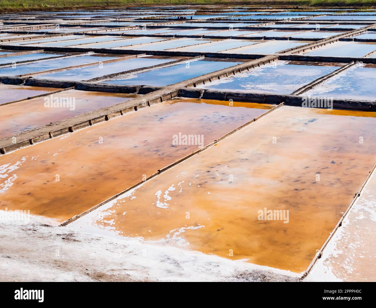 Traditional salt extraction camp with colored ponds, Aveiro, Portugal ...