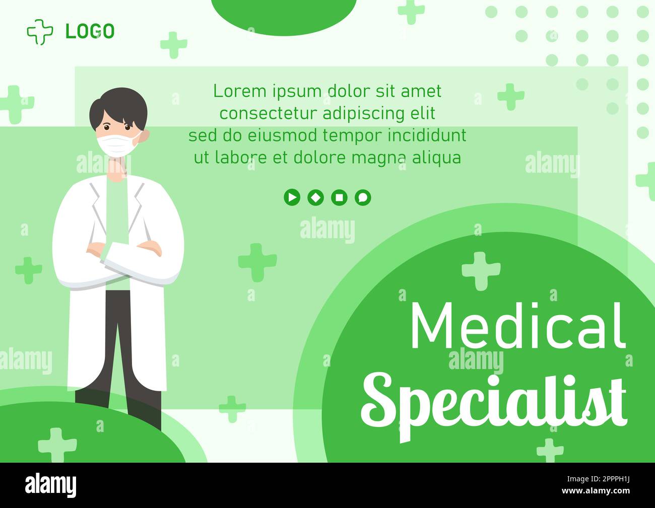 Medical Healthcare Flat Design Illustration Brochure Editable of Square ...