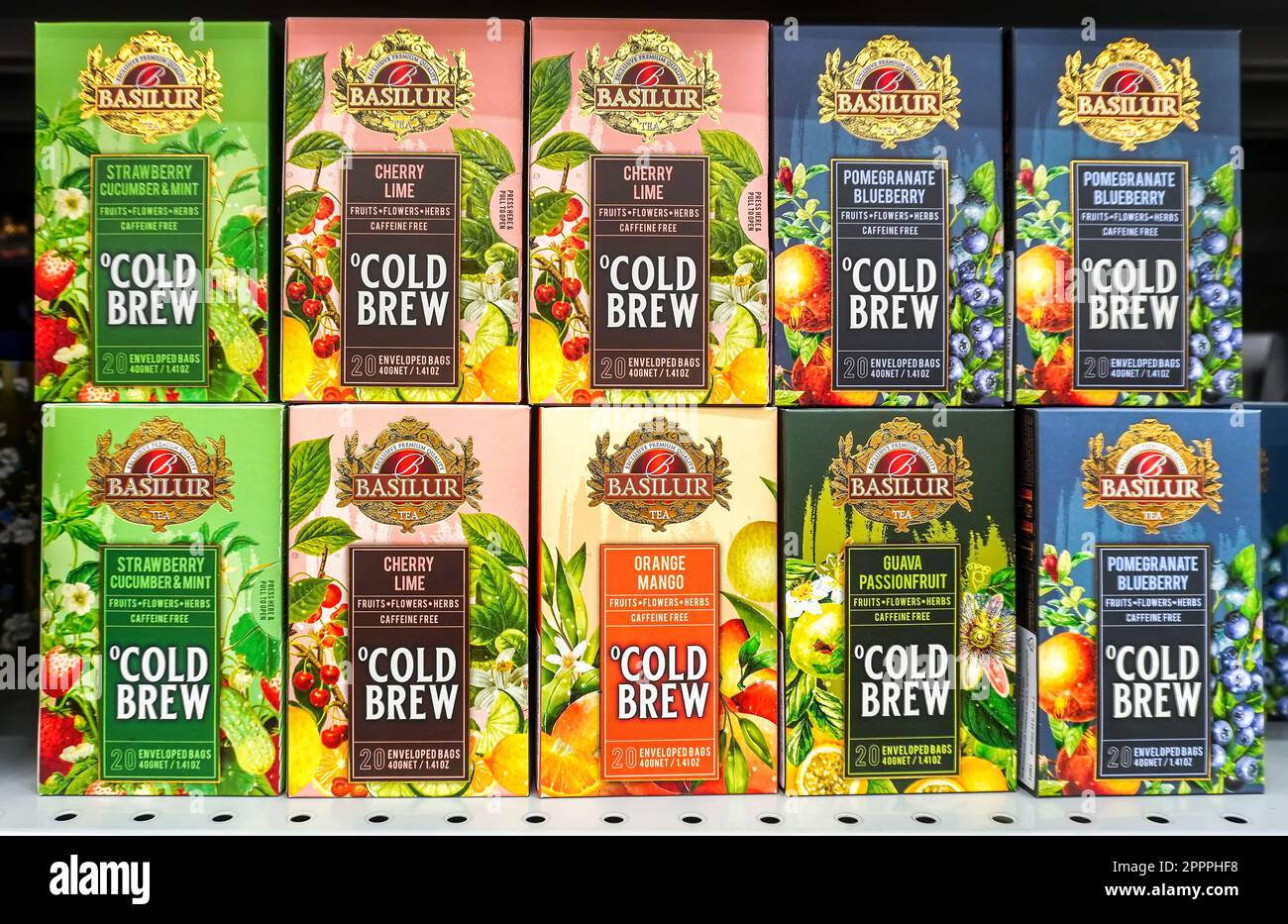 Samara, Russia - April 21, 2023: Various Packs of Basilur Ceylon tea ...