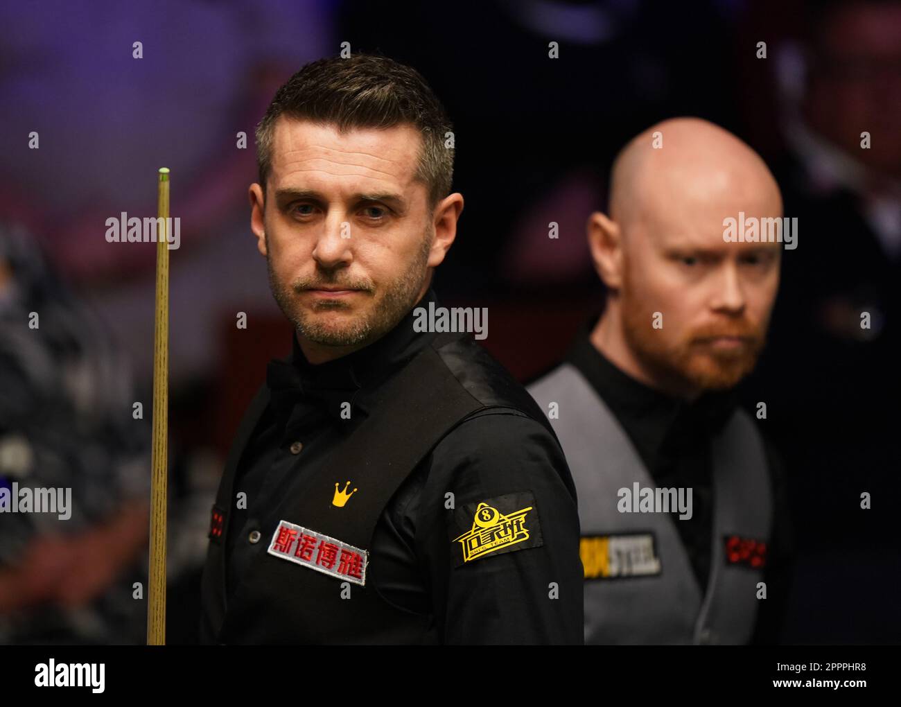 Mark Selby (left) during his match against Gary Wilson on day ten of ...