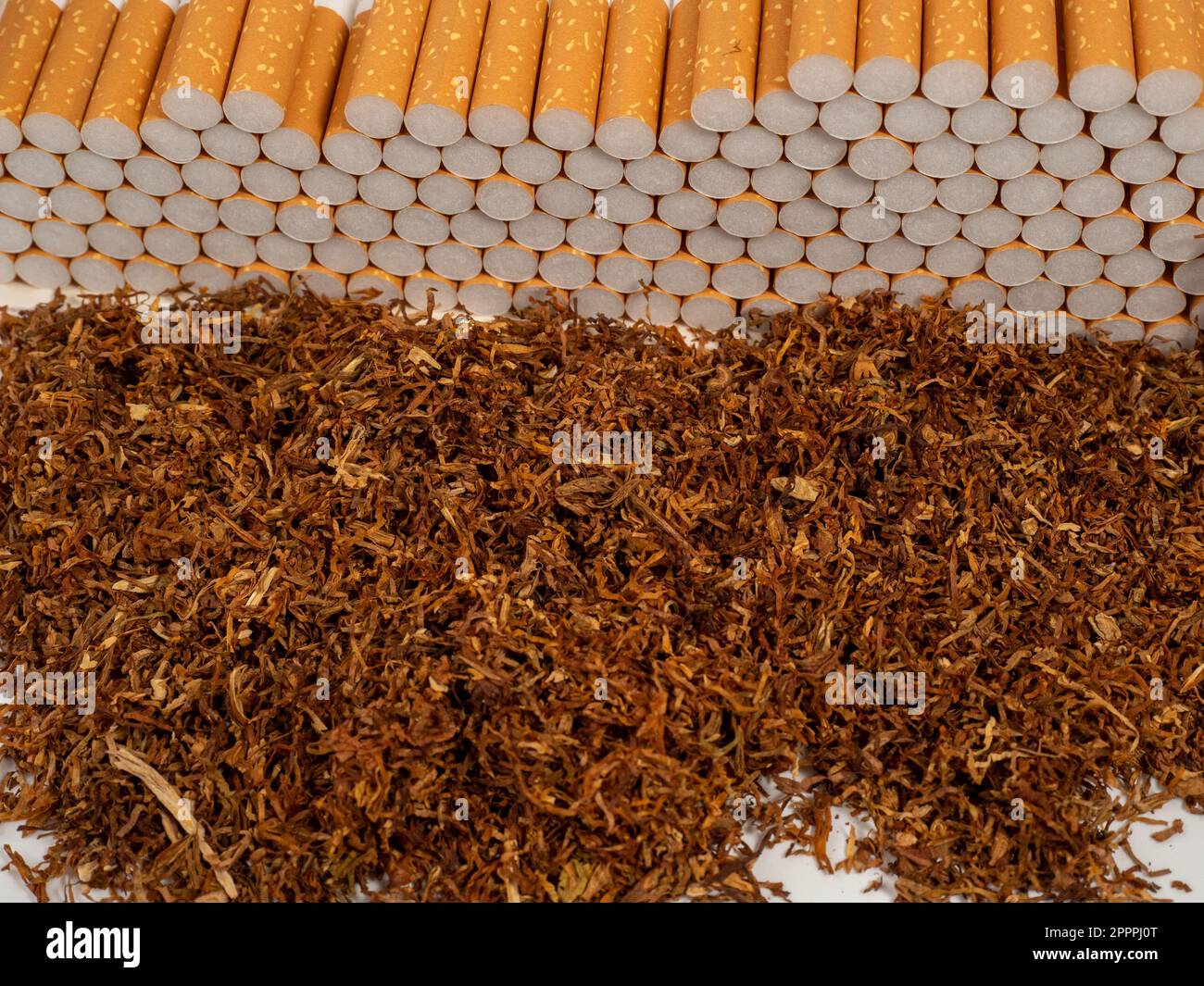 Tobacco and cigarette cases. Cigarettes and tobacco. Tobacco close-up ...