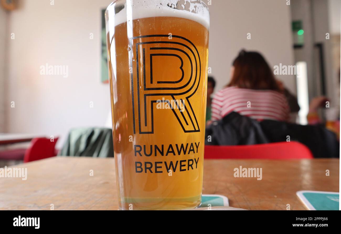 Stockport, England 22nd April 2023 Runaway brewery open a new tap room ...